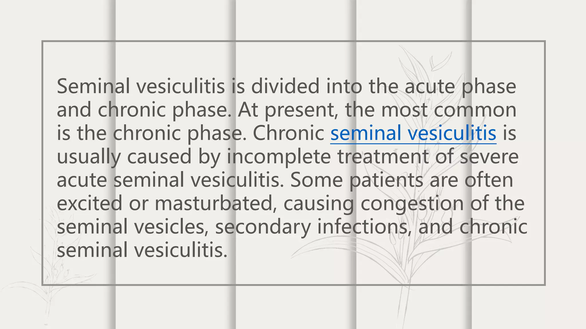 Differences Between Acute and Chronic Seminal Vesiculitis | PDF