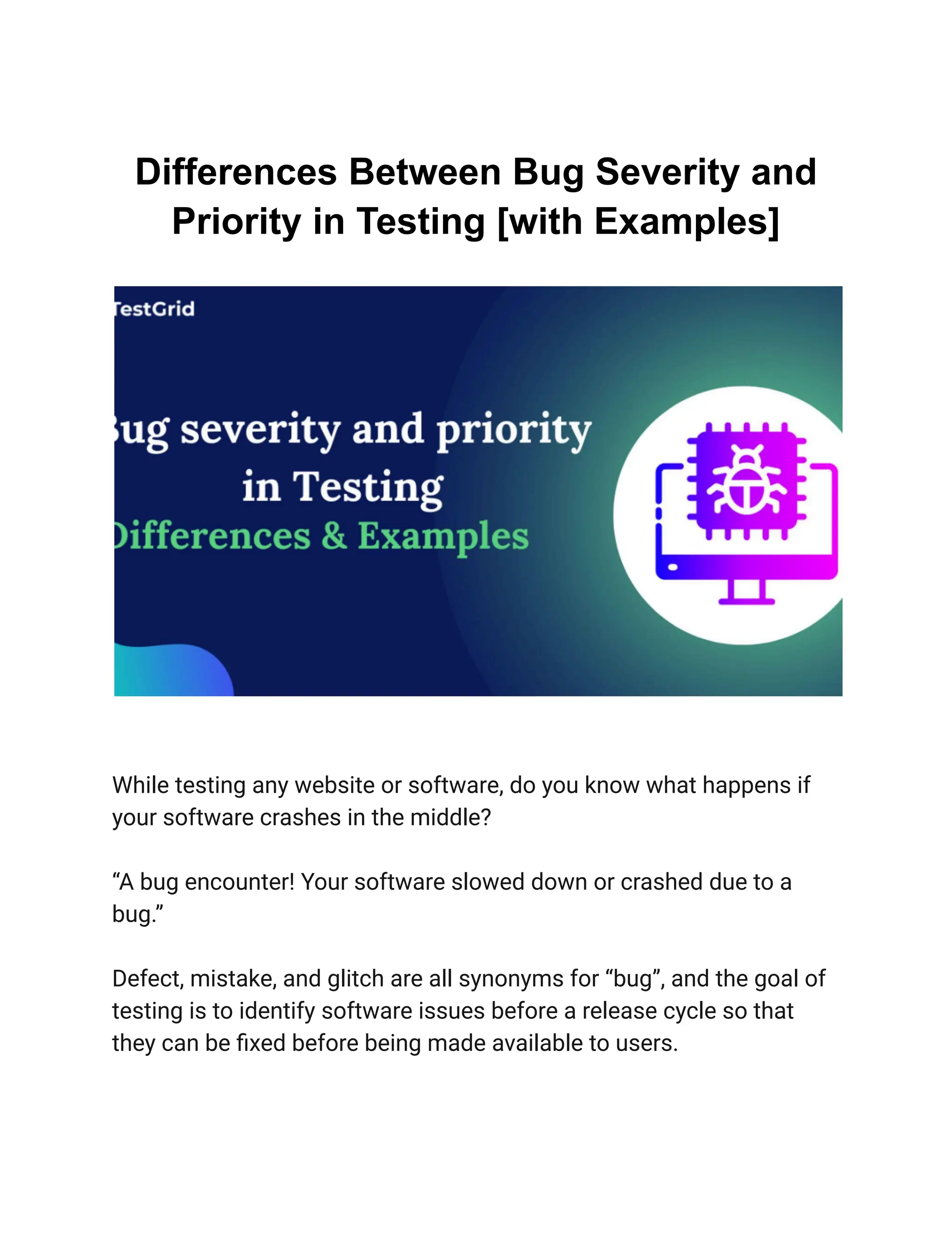 Differences Between Bug Severity And Priority In Testing With Examples