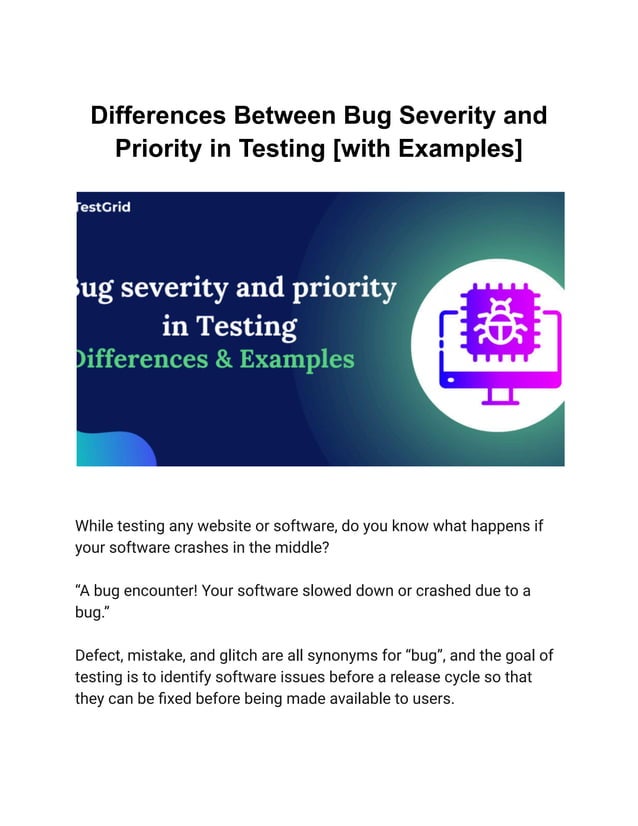 Differences Between Bug Severity and Priority in Testing [with Examples ... Differences Between Bug Severity and Priority in Testing [with Examples ...