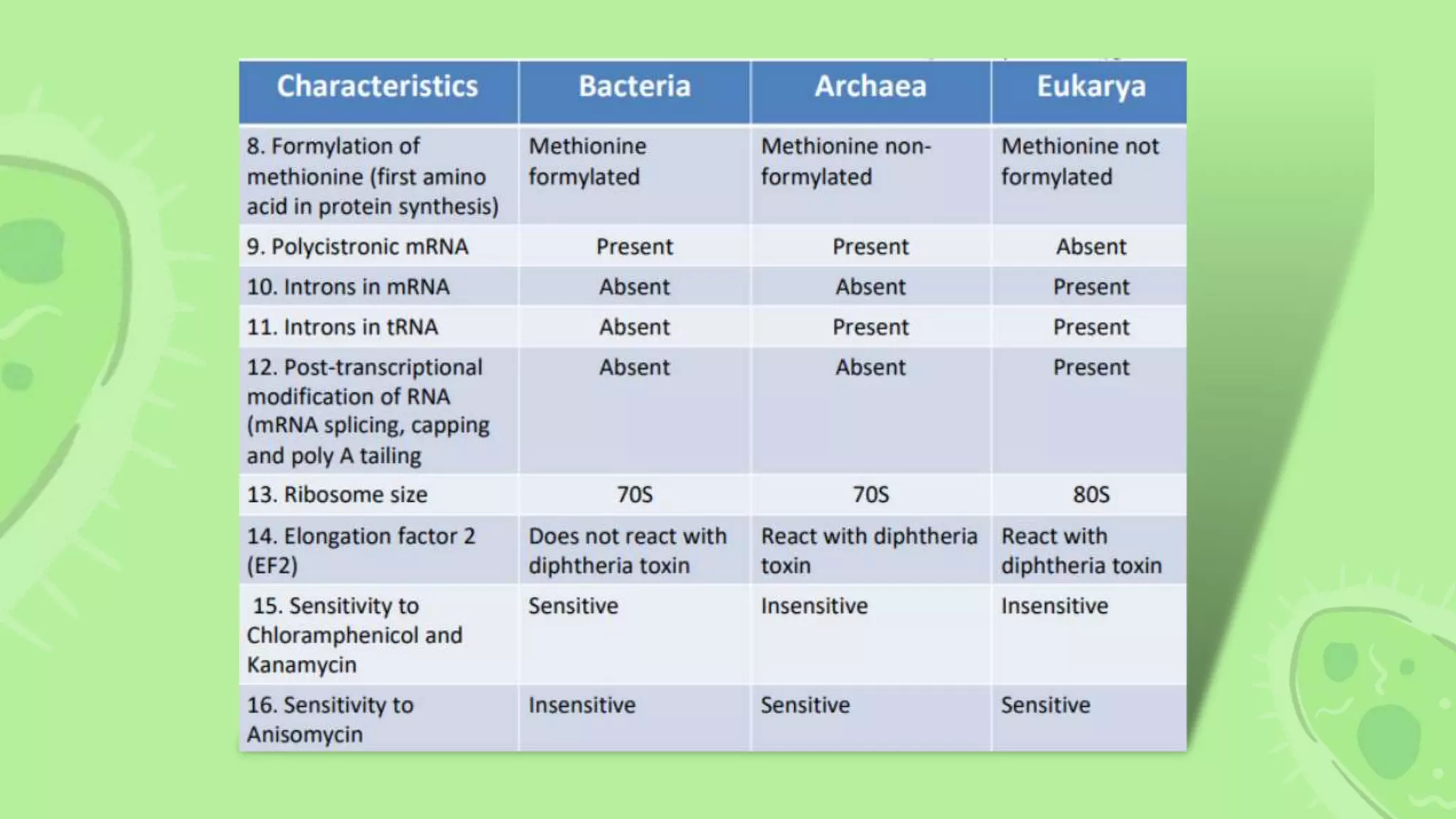DIFFERENCES BETWEEN EUBACTERIA, ARCHAEBACTERIA AND EUKARYOTES.pptx