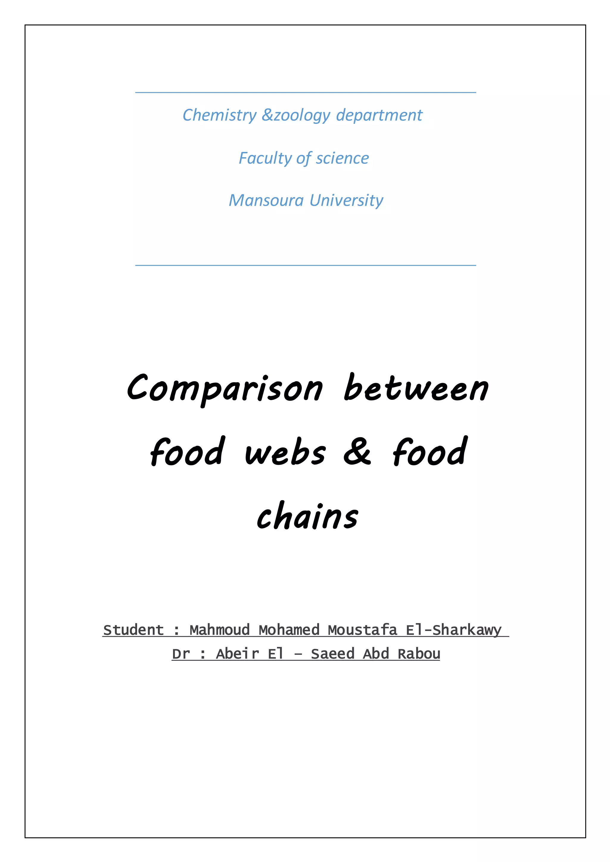 Differences between food chains & food webs in ecosystem | DOCX