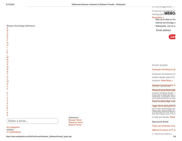 Differences between hardware & software firewalls webopedia | PPT