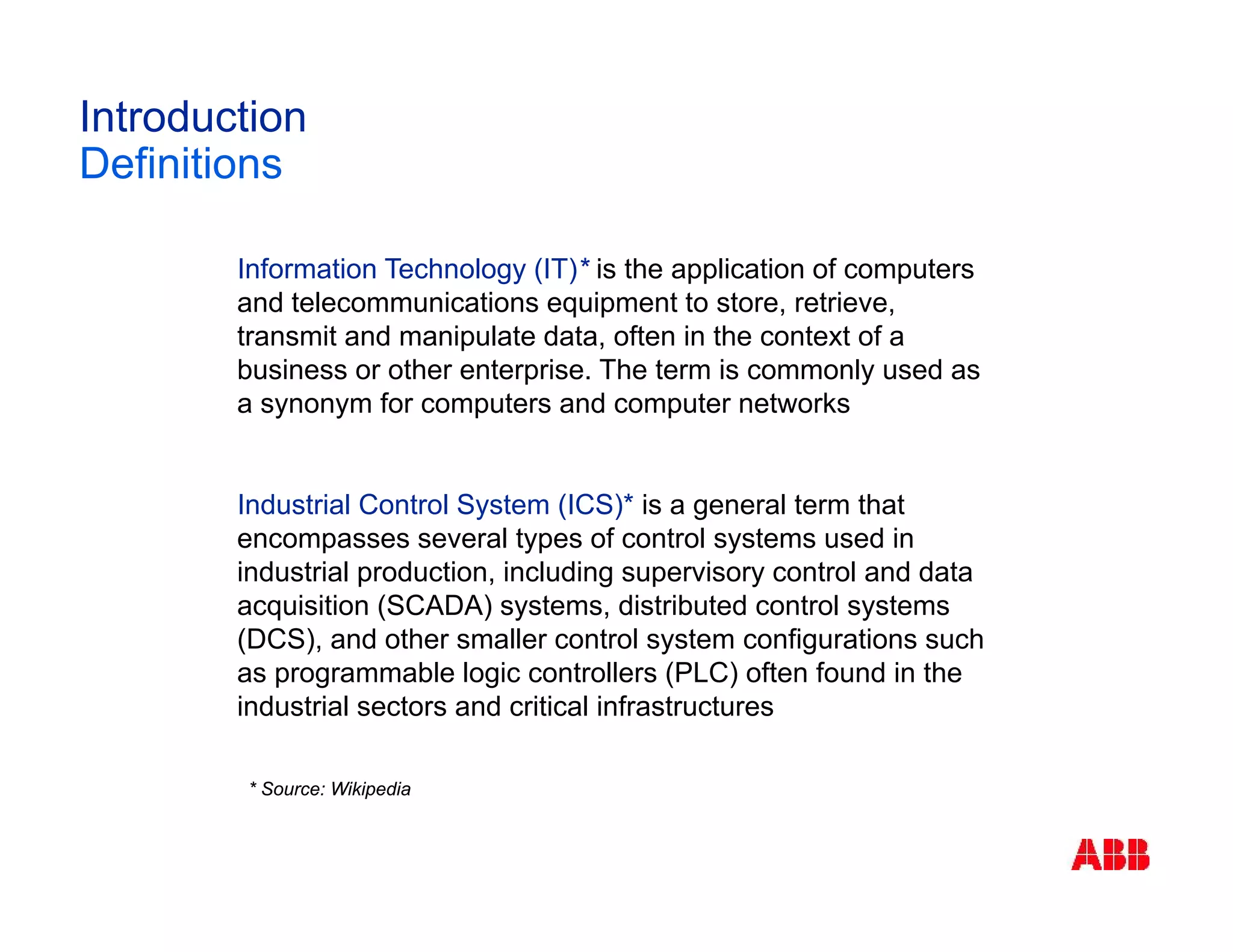 Cyber Security: Differences between Industrial Control Systems and ICT ...