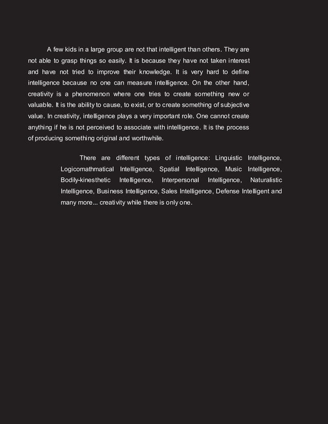 Differences between Intelligence and Creativity English IV | PDF