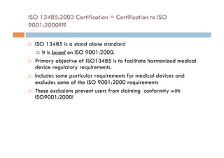 Differences Between ISO 13485 and ISO 9001 | PDF