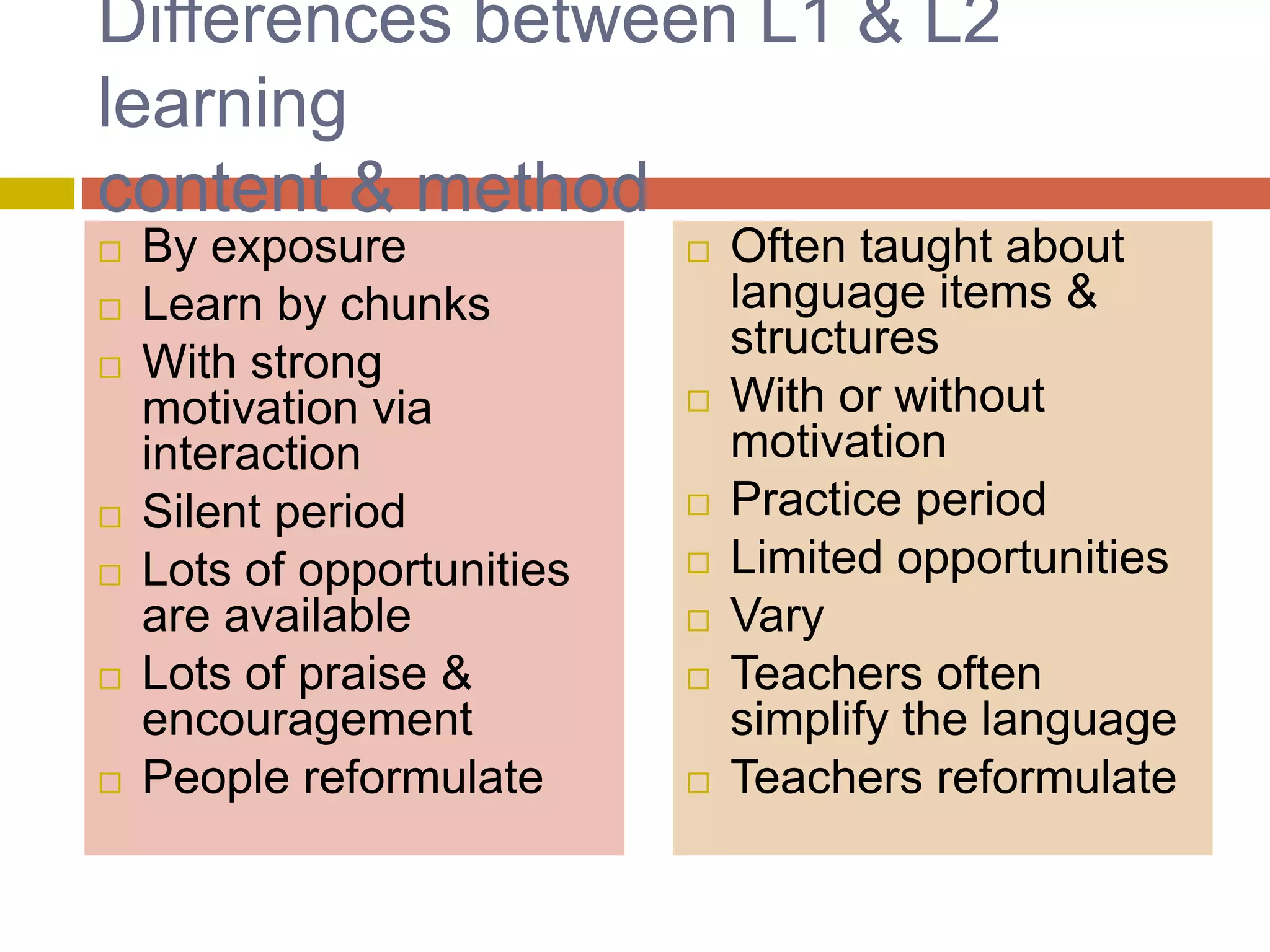 Differences between l1 & l2 learning | PPTX