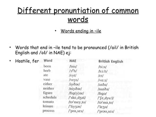 Differences between nae_and_british_english | PPT