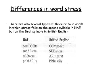 Differences between nae_and_british_english | PPT