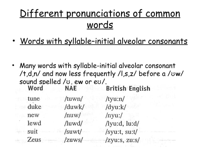 Differences between nae_and_british_english | PPT