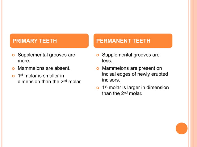 Differences between primary and permanent teeth | PPTX
