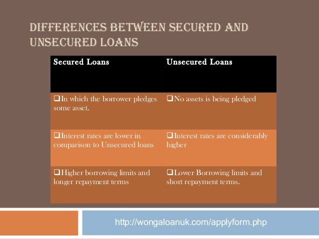 Differences between secured and unsecured loans Differences between secured and unsecured loans