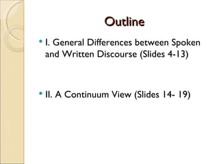Differences between spoken and written discourse | PPT