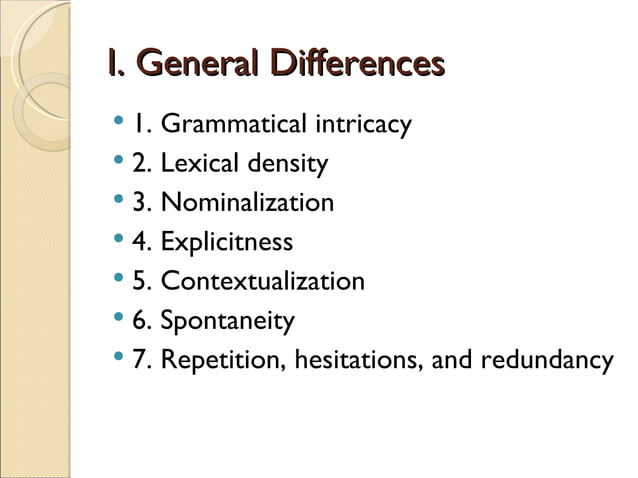 Differences Between Spoken And Written Discourse Ppt