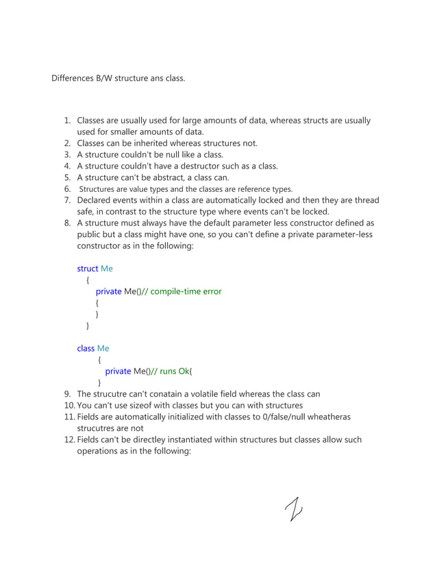 Differences between structure and class | PDF
