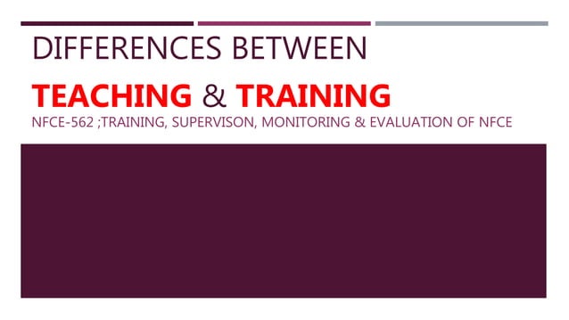Differences between teaching and training | PPTX | Vocational Training ...