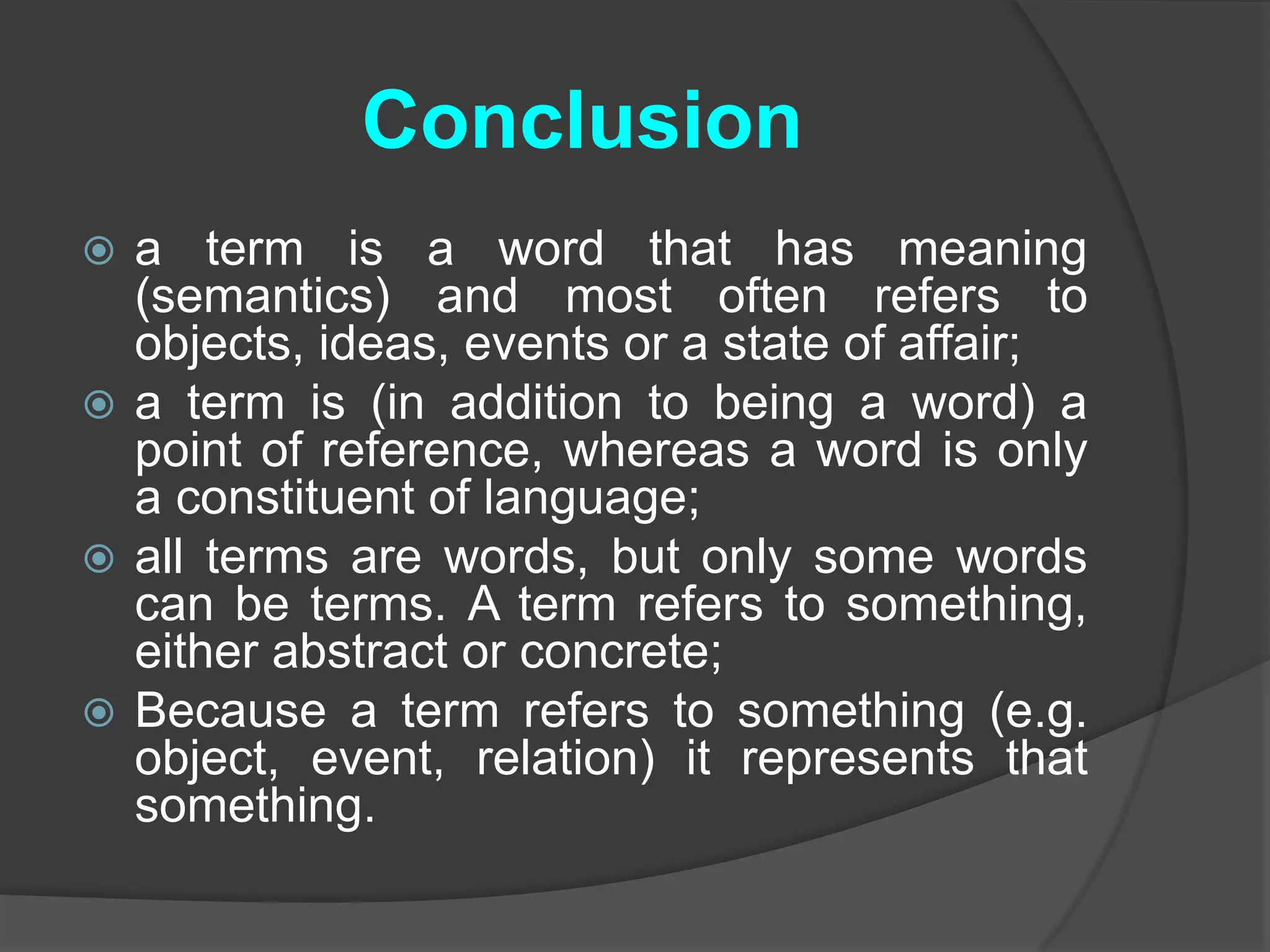 Differences between terms and other words | PPTX