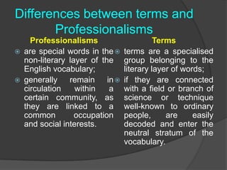 Differences between terms and other words | PPTX