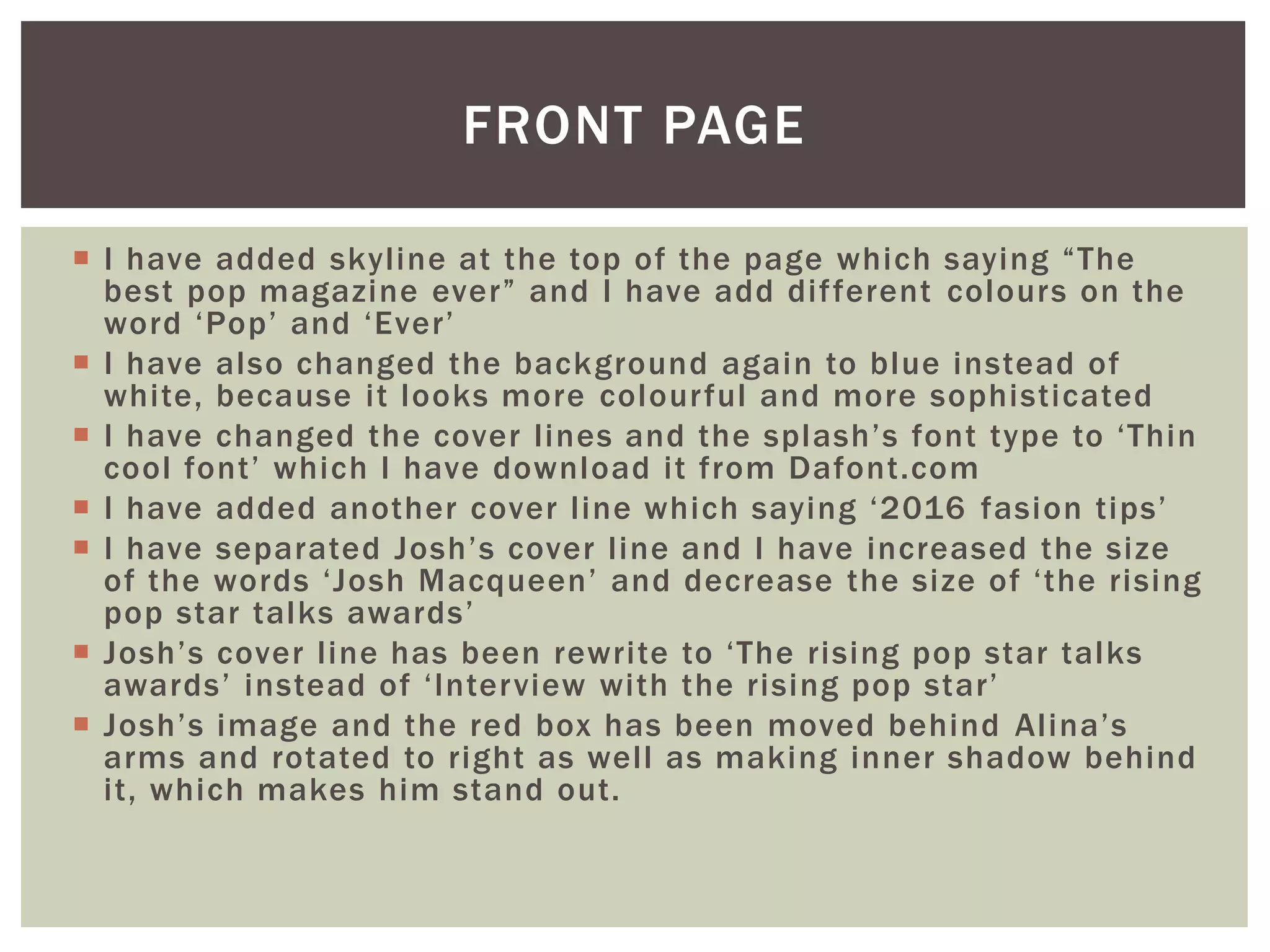 Differences between the first draft and the final | PPTX