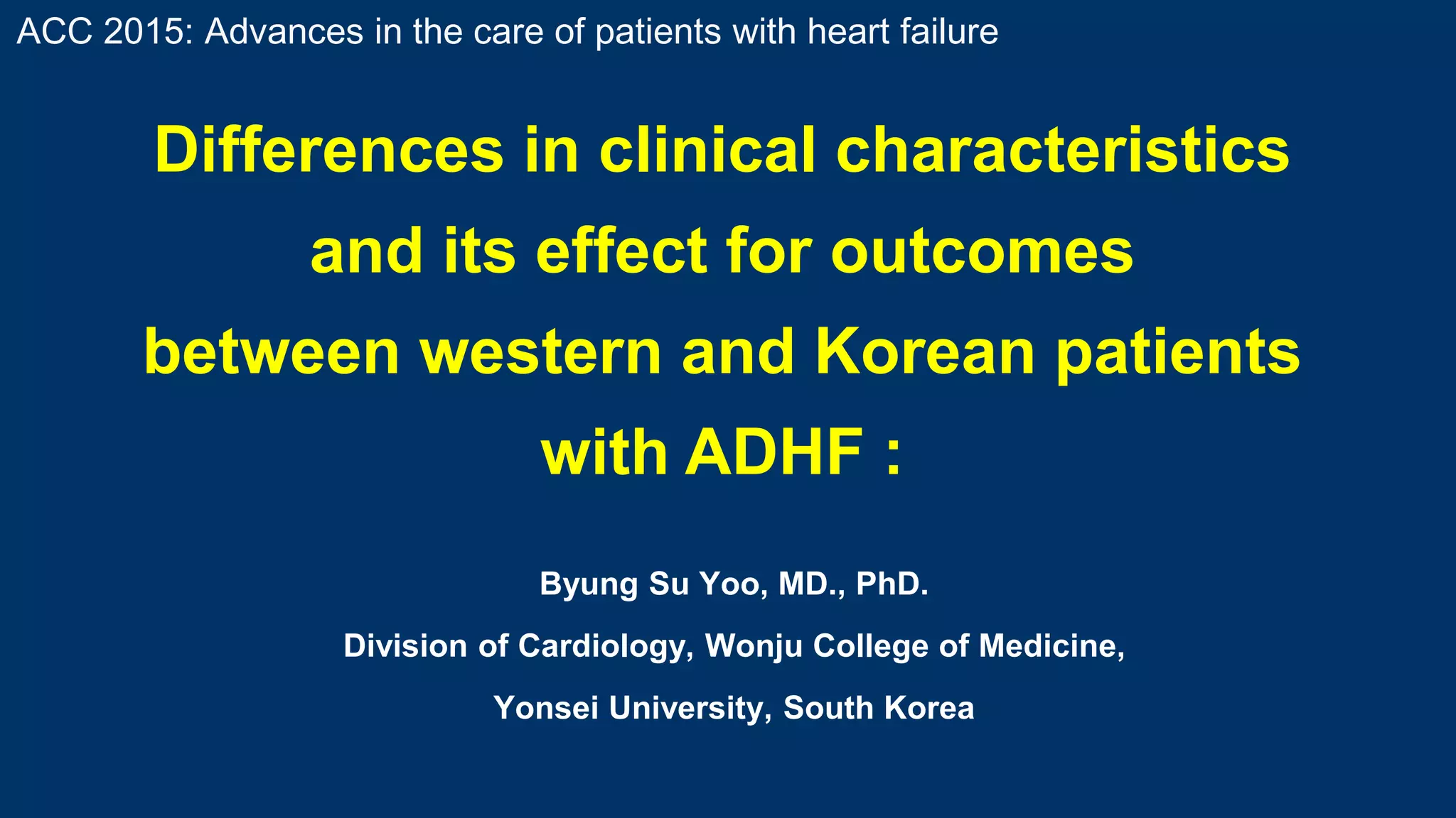 Differences in clinical characteristics and its effect for outcomes | PPT