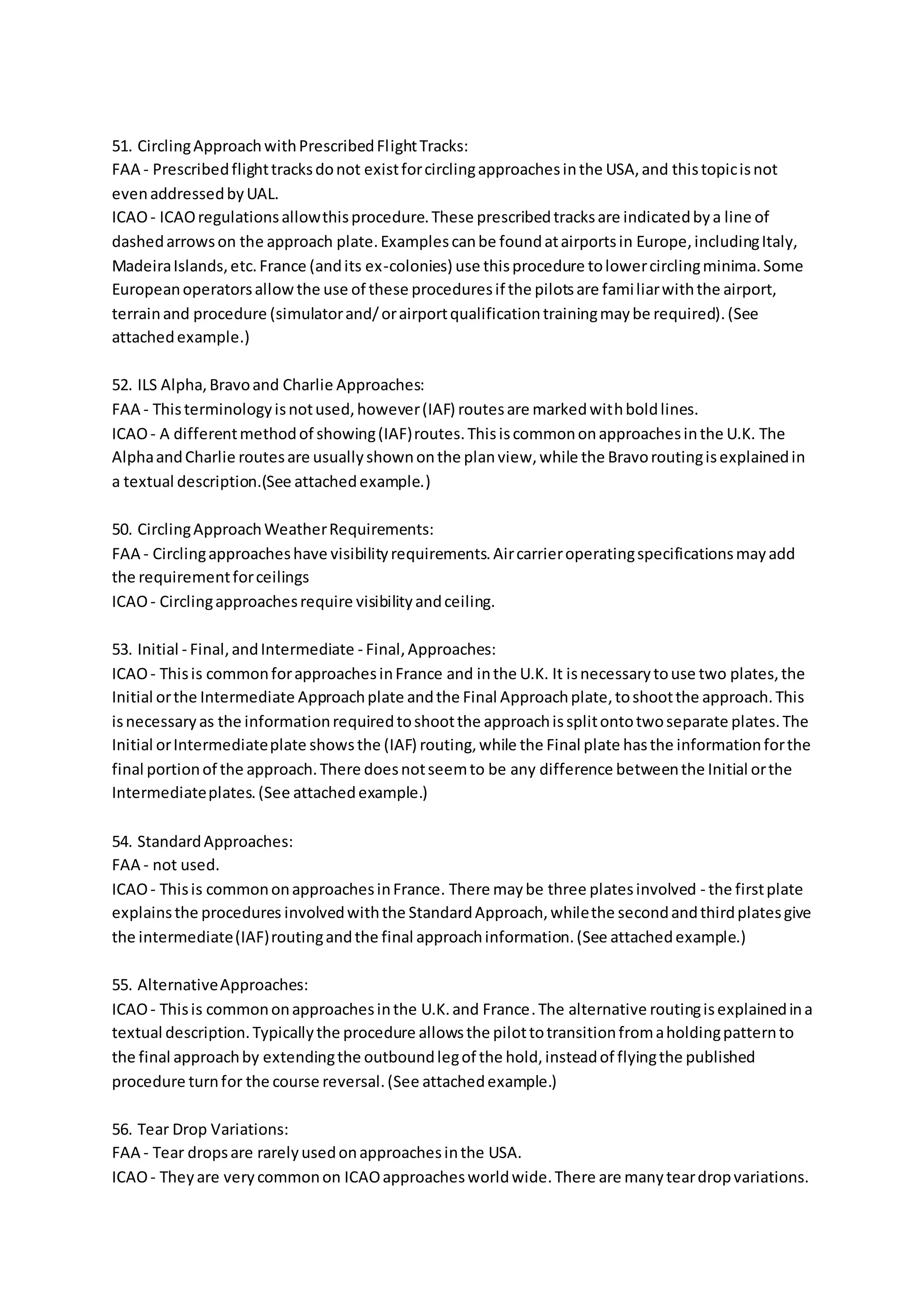 Differences in faa vs icao procedures | DOCX