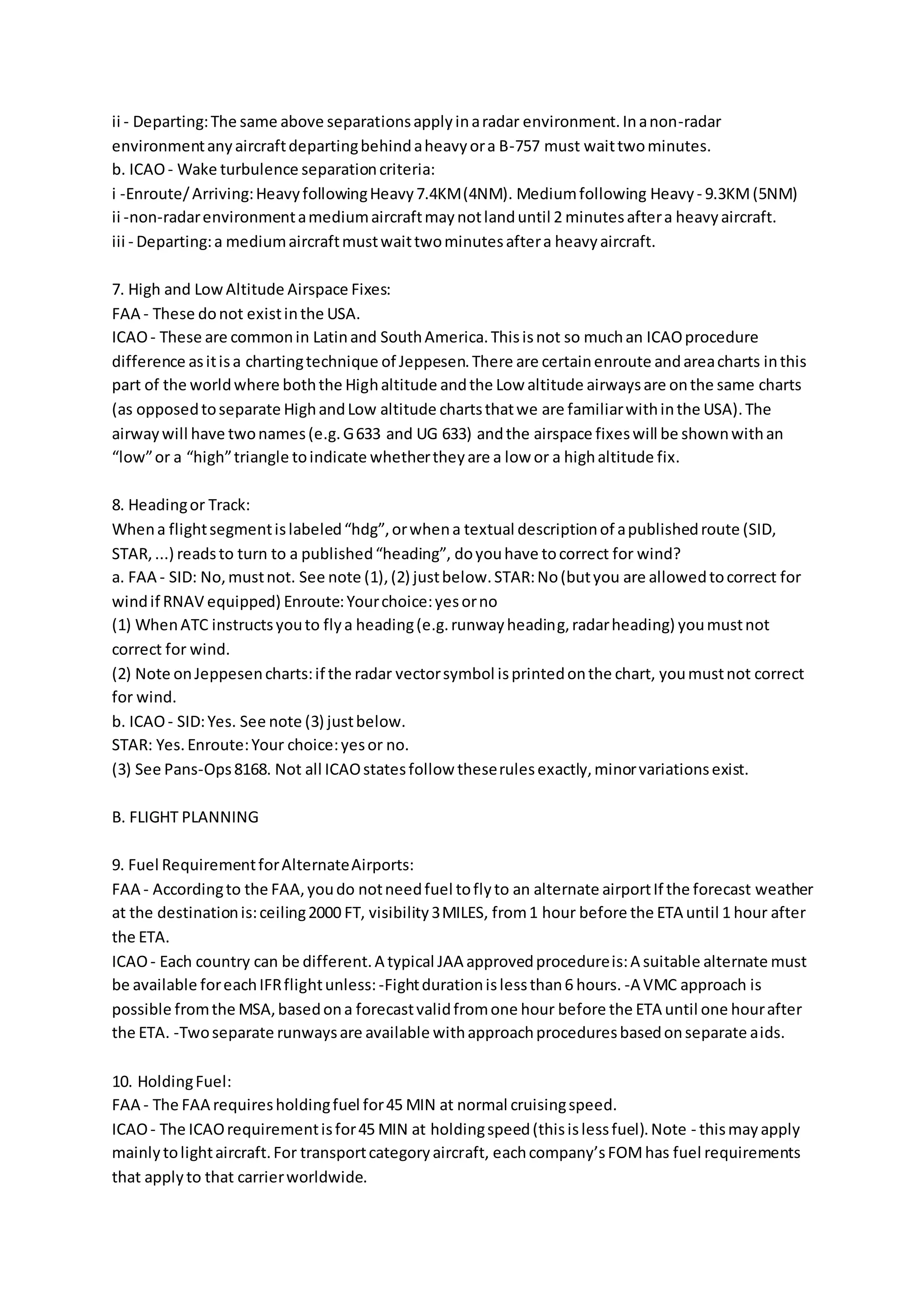 Differences in faa vs icao procedures | DOCX