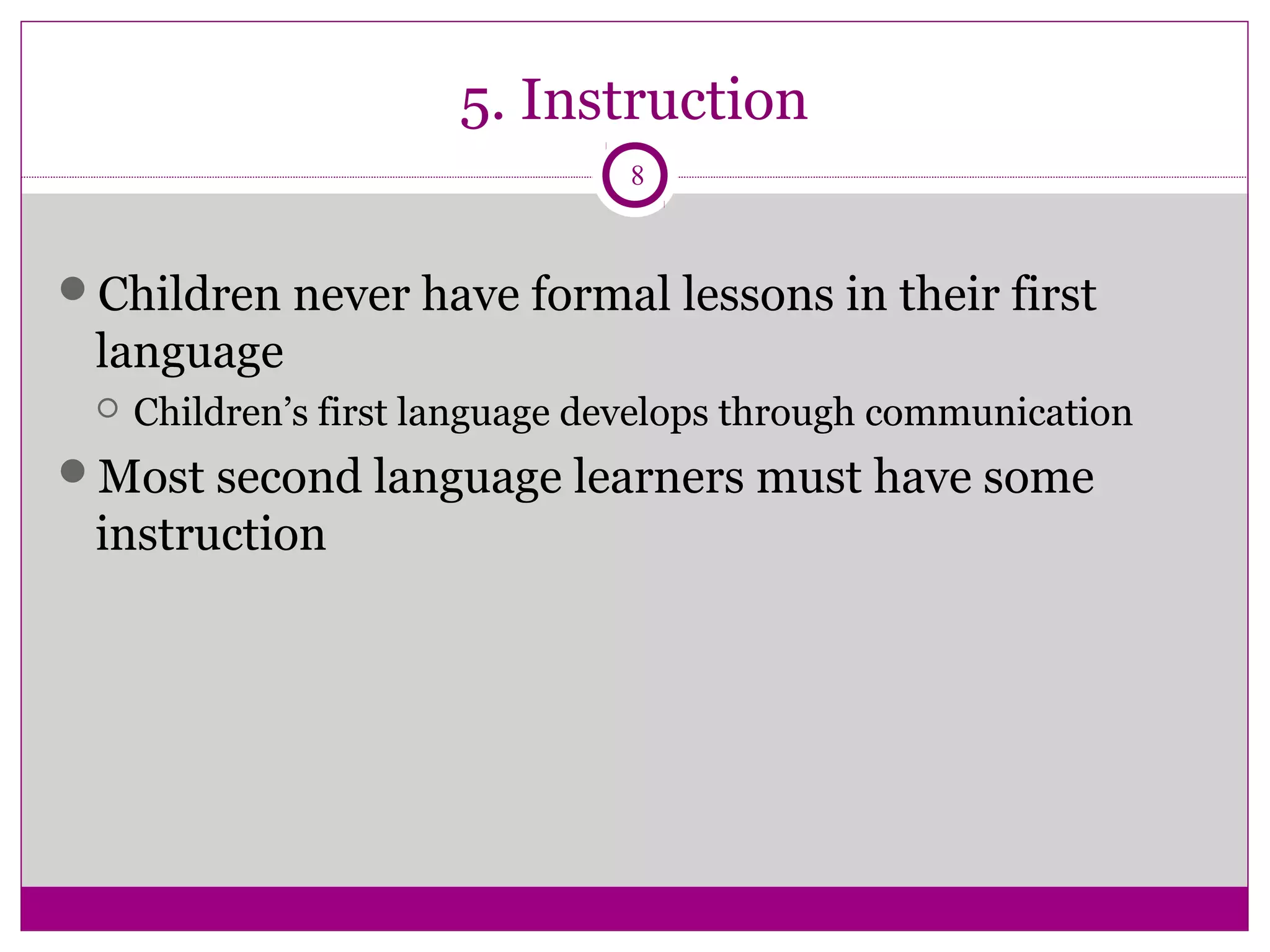Differences in first and second language learning | PPT