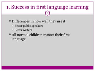 Differences in first and second language learning | PPT | Education