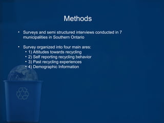 Differences in self reported recycling behavior of first and second ...