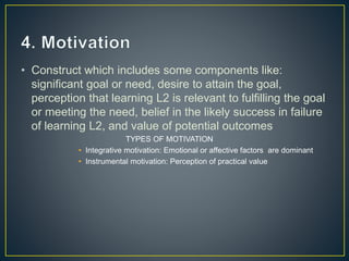 Differences of learners in second language acquisition | PPT