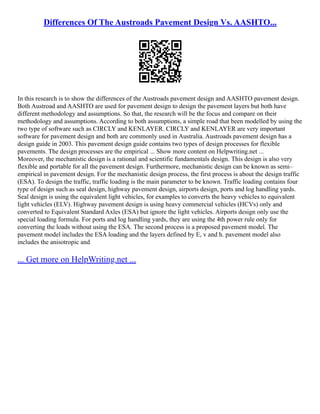 Differences Of The Austroads Pavement Design Vs. AASHTO... | PDF