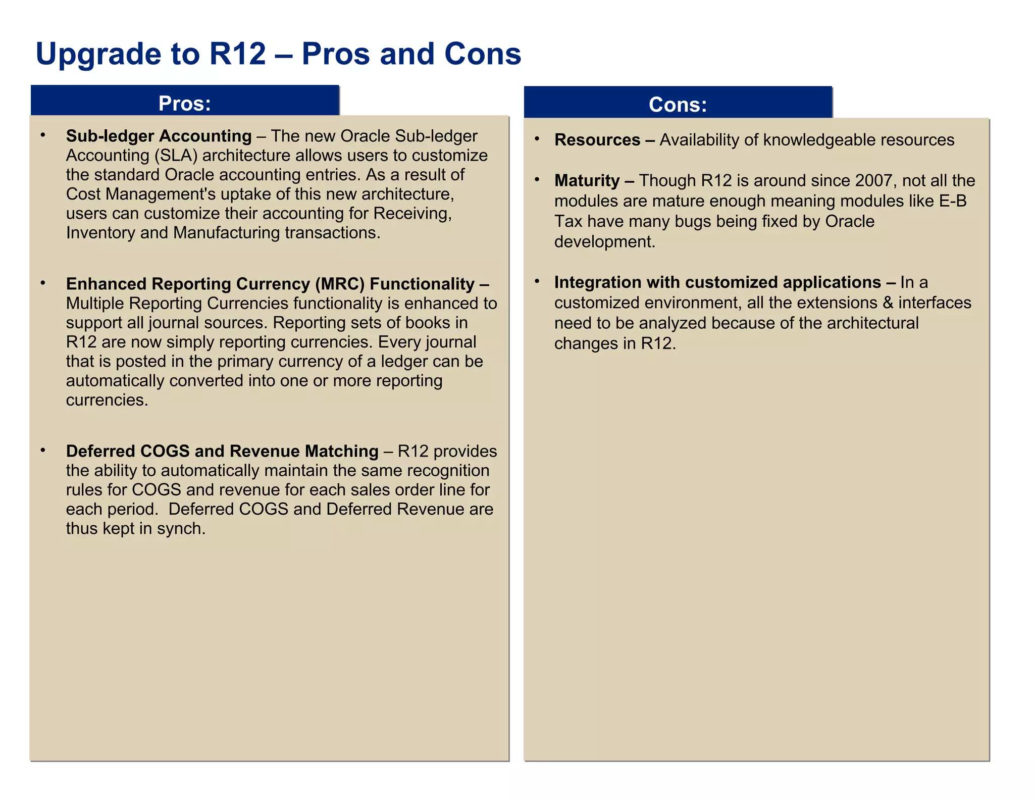 Differences R12 Vs 11i.5.10