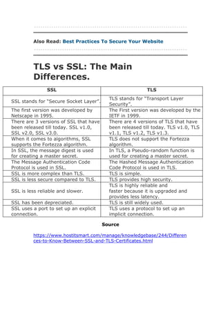 Differences to Know Between SSL & TLS certificate .pdf | Internet | Computing