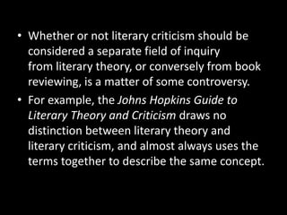 Difference between Literary Theory and Criticism | PPTX
