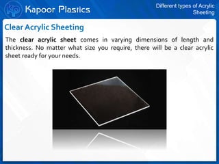 Different types-of-acrylic-sheeting | PPTX