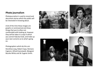 Different applications of photography | PPTX
