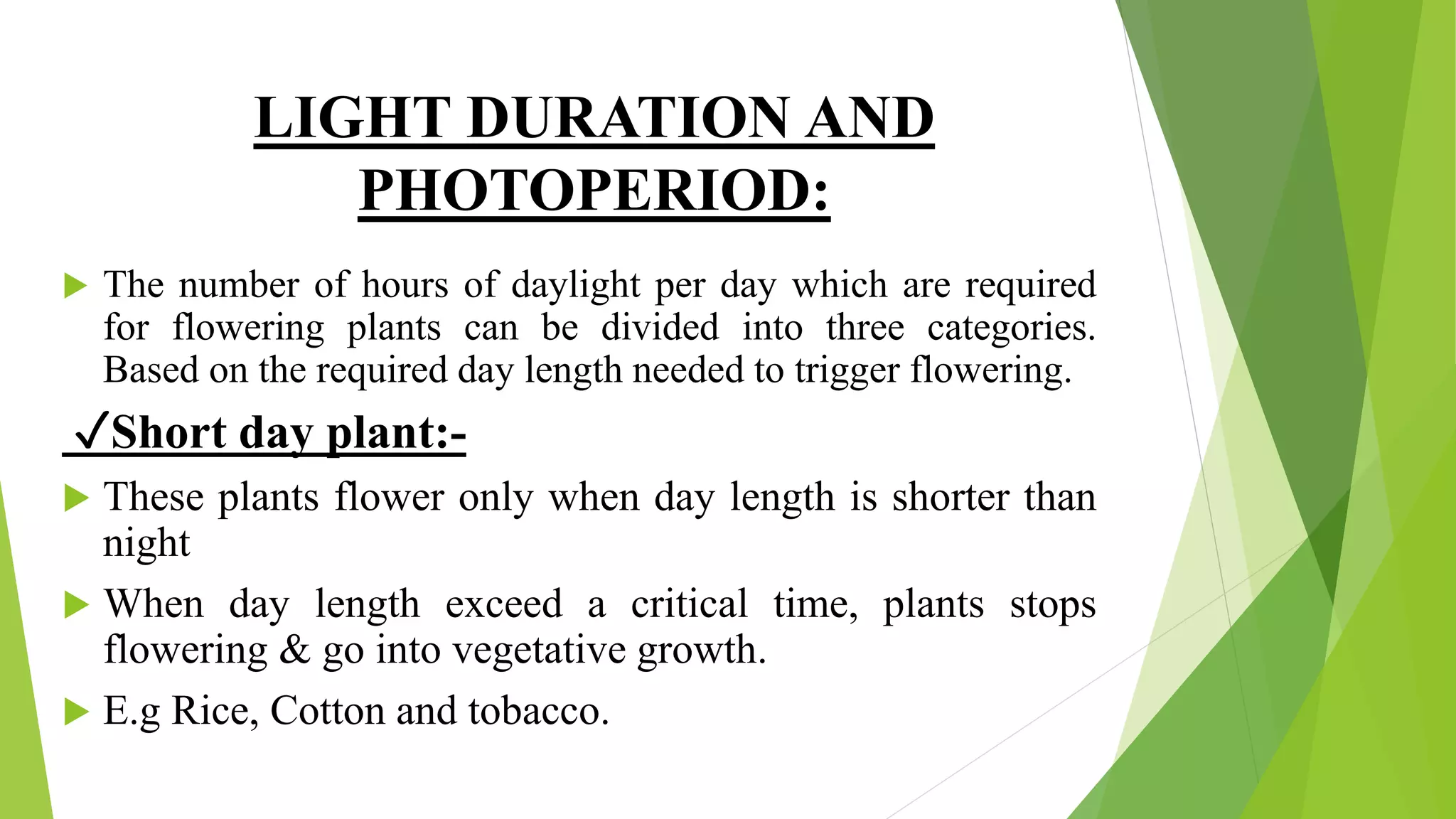 Different aspects of light and their influence on plant growth | PPTX
