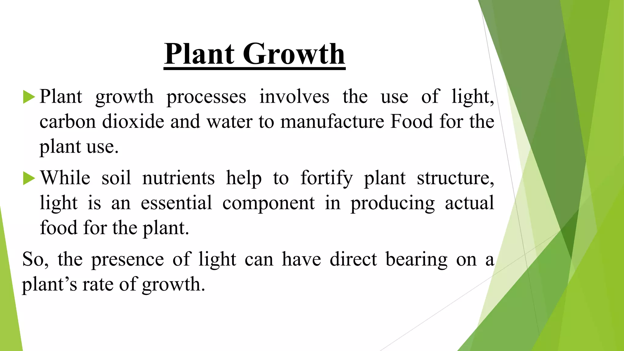 Different aspects of light and their influence on plant growth | PPTX