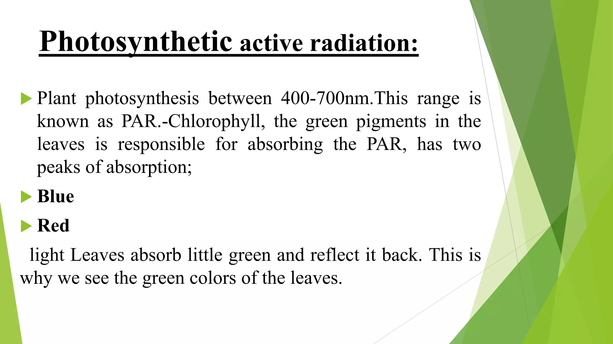Different aspects of light and their influence on plant growth | PPTX