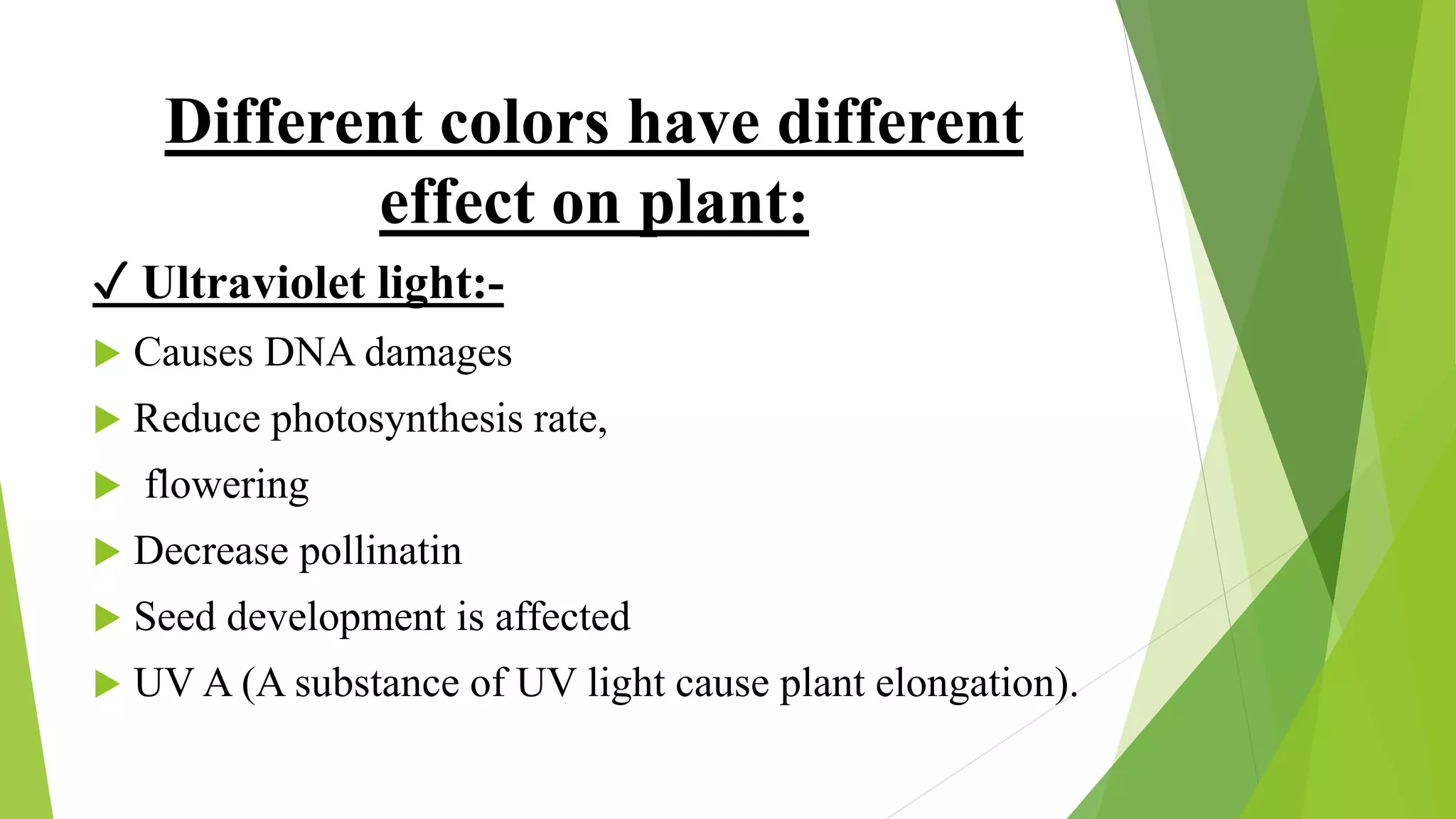 Different aspects of light and their influence on plant growth | PPTX