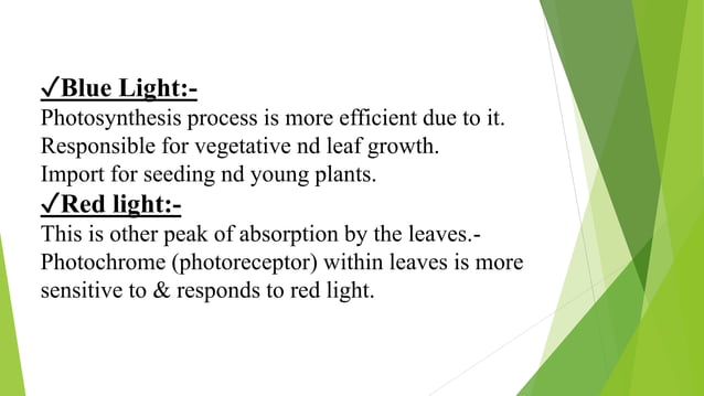 Different aspects of light and their influence on plant growth | PPTX