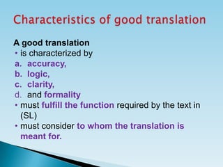 Different aspects of translation | PPTX