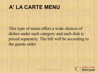 What does a la carte mean store