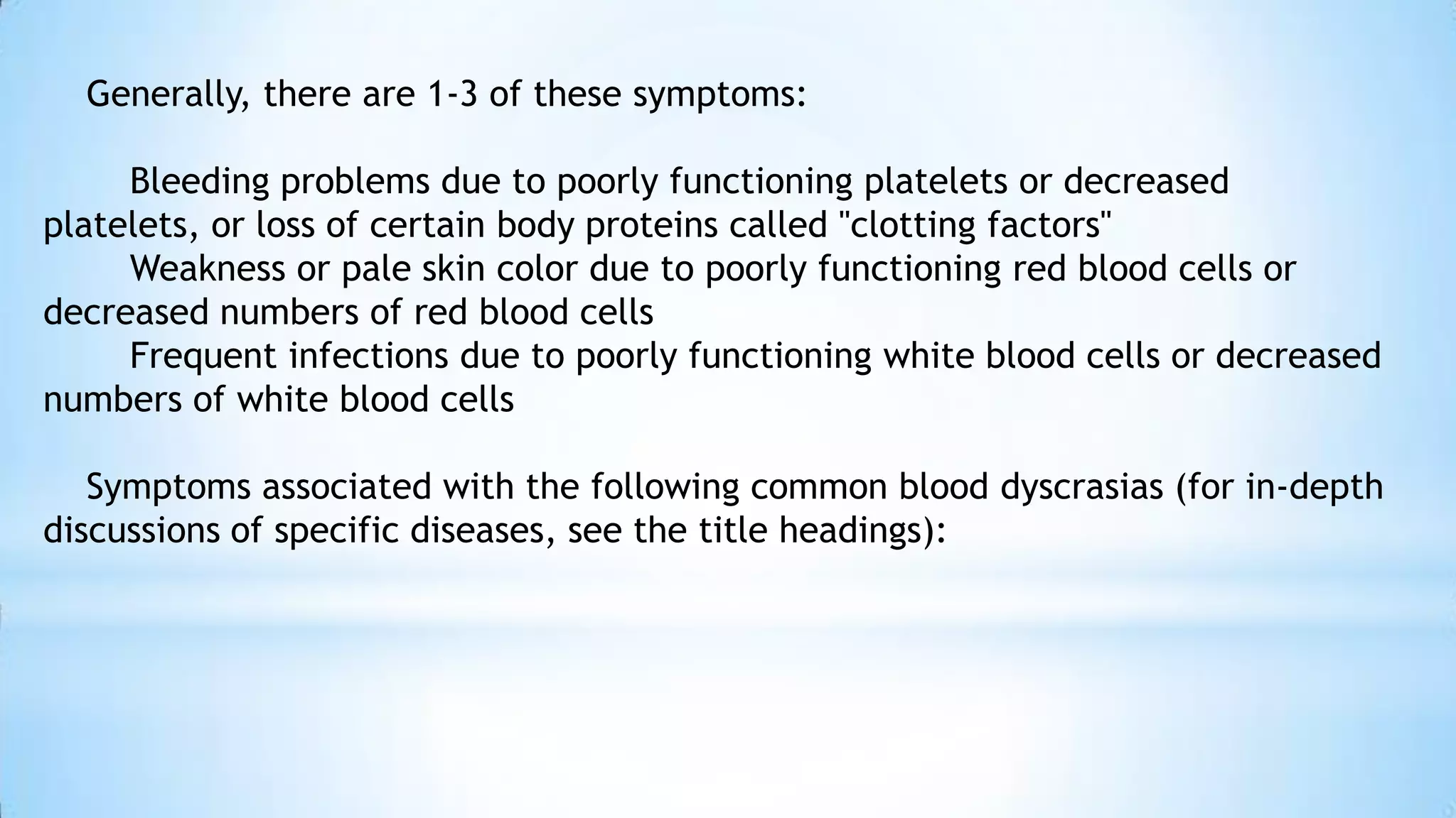 Different blood tests given for bleeding disorders or blood dyscrasia ...