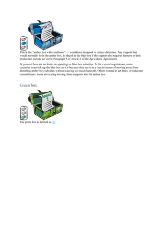 Different boxes in wto | DOCX | Agriculture | Industries