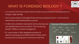 Different branches in forensic biology | PPTX