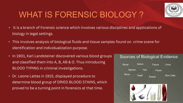Different branches in forensic biology | PPTX