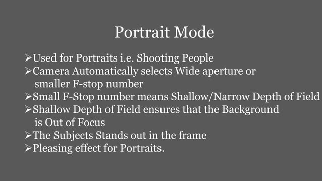 Camera Modes explained | PPTX | Photography | Arts and Crafts