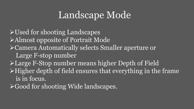 Camera Modes explained | PPTX | Photography | Arts and Crafts