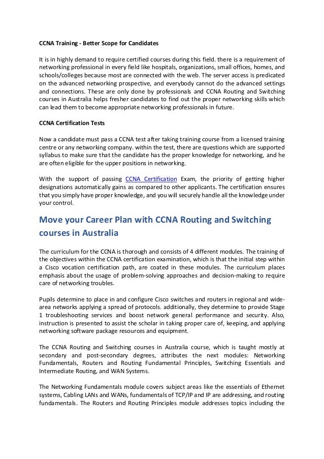 CCNA Routing and Switching Courses in Australia | PDF