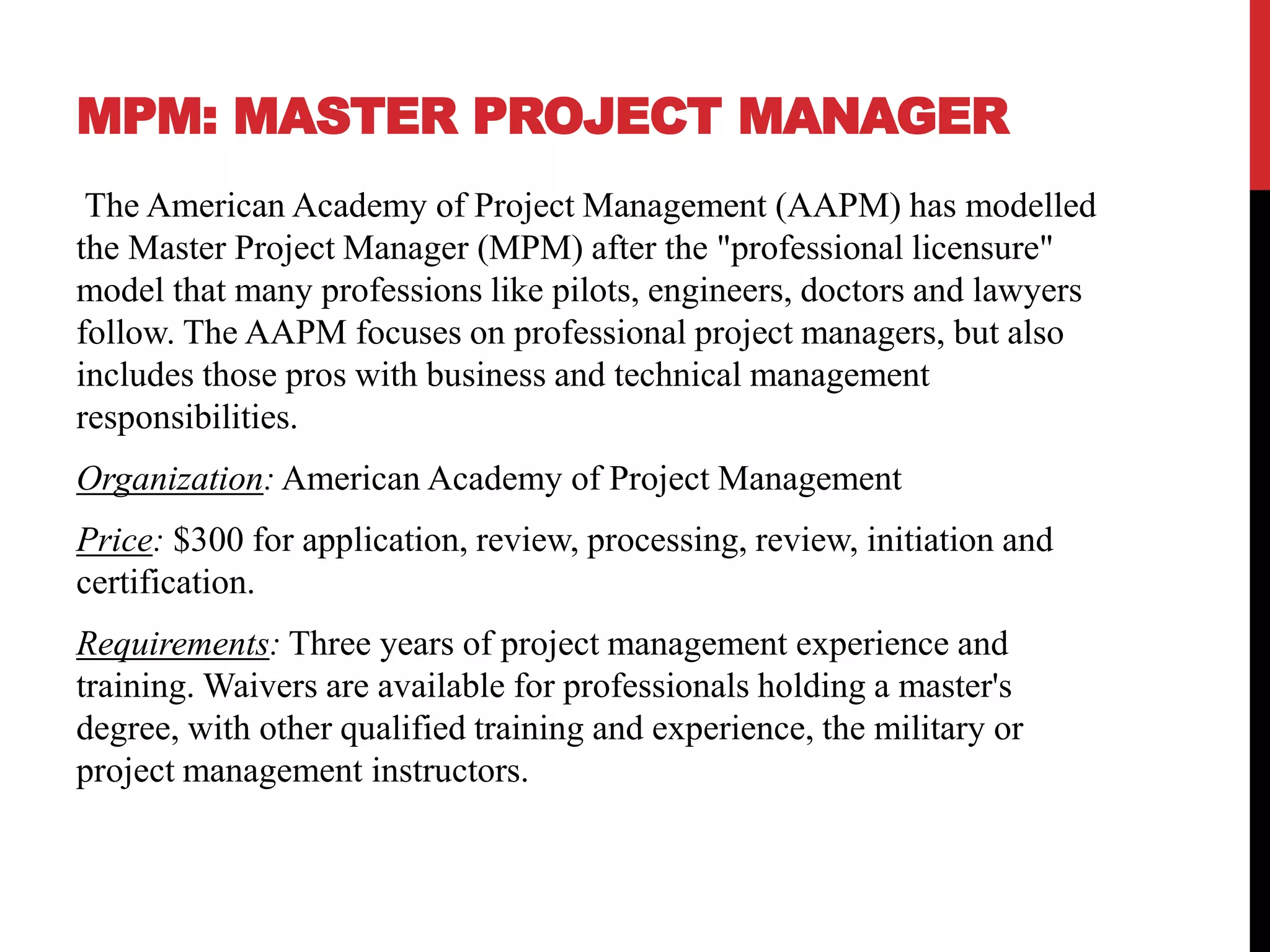 Different certifications in project management | PPTX